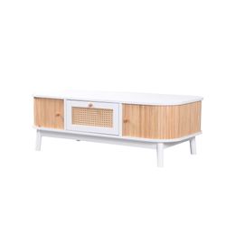 ABRIHOME Couchtisch in Wei&szlig; mit Massivholzbeinen und 2 Schubladen 110x55 cm | Gr.: onesize