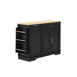 ABRIHOME Sideboard in Schwarz mit 3 T&uuml;ren und 1 Schublade ausziehbaren Regalen | Gr.: onesize