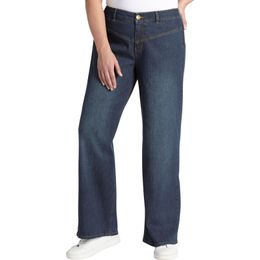 sheego Damen Jeans mit durchgehend weitem Bein dark blue Gr&ouml;&szlig;e 46