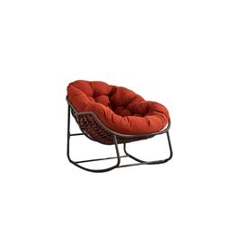 ABRIHOME Rattan Schaukelstuhl in Orange mit gepolstertem Kissen f&uuml;r Garten Terrasse | Gr.: onesize
