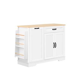 ABRIHOME Sideboard in Wei&szlig; mit 3 T&uuml;ren und 1 Schublade ausziehbaren Regalen | Gr.: onesize
