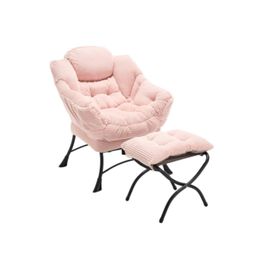 ABRIHOME Loungesessel in Rosa mit Ottomane Armlehnen und Seitentasche | Gr.: onesize