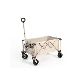 ABRIHOME Klappbarer Gartenwagen in Beige mit All Terrain R&auml;dern und verstellbarem Griff | Gr.: onesize