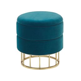 Beliani Pouf ELGIN in Blau/Gold - (W) 37 x (H) 42 x (L) 37 cm | Gr.: onesize