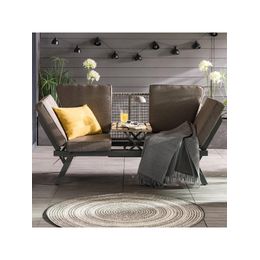 home24 Loungesofa Solene in Anthrazit / Braun | Gr.: onesize