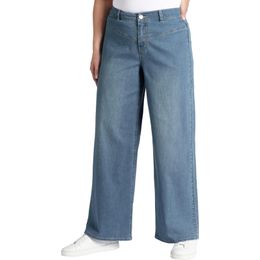 sheego Damen Jeans mit durchgehend weitem Bein blue-bleached Gr&ouml;&szlig;e 44