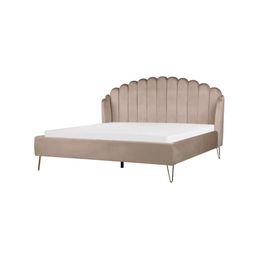 Beliani Doppelbett AMBILLOU in Beige/Gold - (W) 197 x (H) 126 x (L) 214 cm | Gr.: onesize