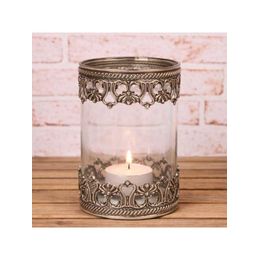 AltoBelli Teelichthalter AMALFI Glas mit Metall Verzierungen 10x15 cm | Gr.: onesize