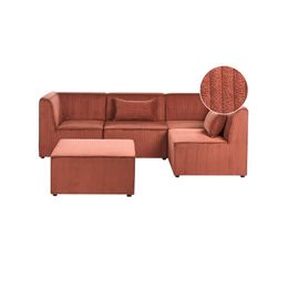 Beliani 5-tlg Modulsofa LEMVIG in Rot | Gr.: onesize