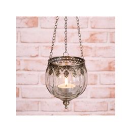 AltoBelli Windlichth&auml;nger AMALFI Glas f&uuml;r 1 Teelicht mit Kette | Gr.: onesize