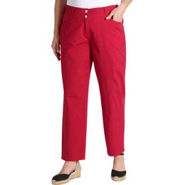 sheego Damen Chinohose mit Strassknopf am Bund erdbeere Gr&ouml;&szlig;e 58