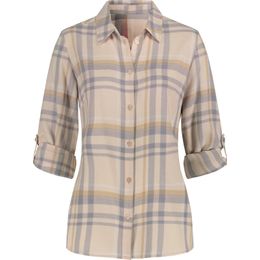 CR&Eacute;ATION L Damen Flanellbluse mit krempelbaren &Auml;rmeln camel-steingrau-kariert Gr&ouml;&szlig;e 40