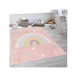 KADIMA DESIGN Kinderteppich Regenbogen Kinderzimmer in Rosa | Gr.: 133x190