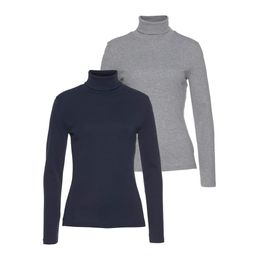Flashlights Rollkragenshirt in grau-meliert, marine | Gr.: 40-42