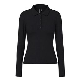 Pieces Langarm-Poloshirt in Black | Gr.: S