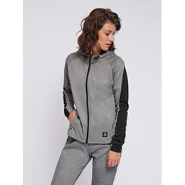 Hummel Rei&szlig;verschluss Kapuzenpullover Raglan&auml;rmel Hmlessi Multisport Damen in GREY MELANGE | Gr.: XS