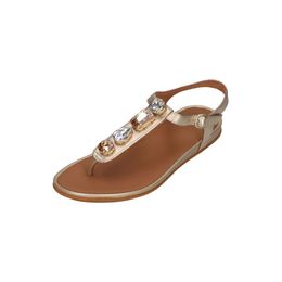 fitflop Sandalen GRACIE ULTRA-JEWEL LEATHER T-BAR in goldfarben | Gr.: 39