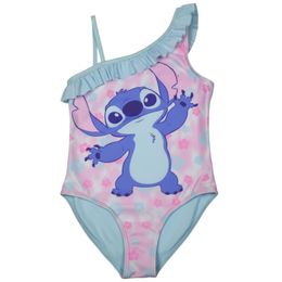 Lilo and Stitch Disney Lilo & Stitch Badeanzug mit R&uuml;schen Schwimmanzug Einteiler in blau/rosa | Gr.: 134-140