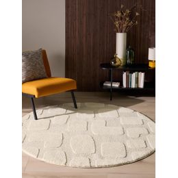 benuta Nest Kurzflor Teppich Rund Eve Cream 200x200 cm - Moderner Kurzflor-Teppich f&uuml;r Wohnzimmer