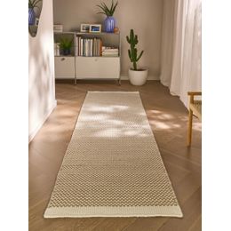 benuta Pure Wollteppich L&auml;ufer f&uuml;r Flur Laura Beige 80x250 cm - Naturfaserteppich aus Wolle