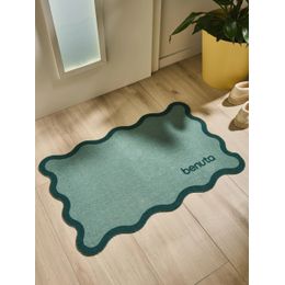 benuta Fu&szlig;matte Curl Gr&uuml;n 50x80 cm - Moderner Kurzflor-Teppich f&uuml;r Wohnzimmer