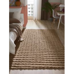 benuta Pop Waschbarer Kurzflor Teppich Ted Hellbraun 60x120 cm - Moderner Kurzflor-Teppich f&uuml;r Wohnzimmer