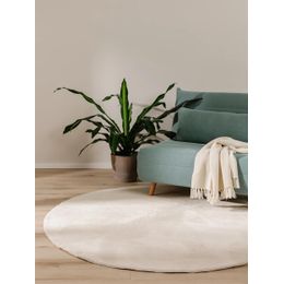 benuta Basic - Kunstfell-Teppich Furry Beige &oslash; 80 cm rund
