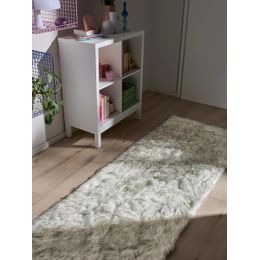 benuta Pop Waschbarer Hochflor Shaggyteppich Nanuk Schwarz/Wei&szlig; 80x240 cm - Bettvorleger f&uuml;r Schlafzimmer