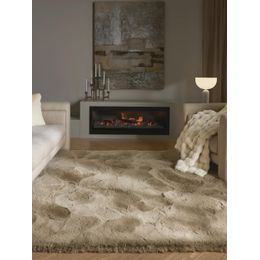 benuta Finest Hochflor Shaggyteppich Lux Taupe 120x170 cm - Hochflor Teppich f&uuml;r Wohnzimmer