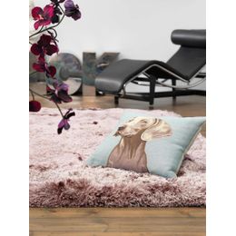benuta Finest Hochfloorteppich Rund Bright Rosa &oslash; 150 cm rund - Moderner Kurzflor-Teppich f&uuml;r Wohnzimmer