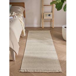 benuta Pure Wollteppich L&auml;ufer f&uuml;r Flur Lars Cream 70x200 cm - Naturfaserteppich aus Wolle