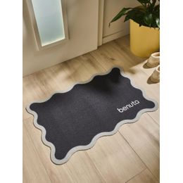 benuta Fu&szlig;matte Curl Schwarz 50x80 cm - Moderner Kurzflor-Teppich f&uuml;r Wohnzimmer