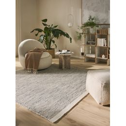 Wollteppich Rocco Beige/Schwarz 200x200 cm - Naturfaserteppich aus Wolle