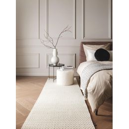 benuta Finest Wollteppich L&auml;ufer f&uuml;r Flur Hera Cream 80x250 cm - Naturfaserteppich aus Wolle