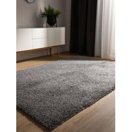 benuta Basic Waschbarer Hochflor Shaggyteppich Soho Grau 80x150 cm - Bettvorleger f&uuml;r Schlafzimmer
