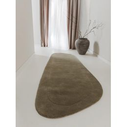 benuta Pure Wollteppich Shape Hellgr&uuml;n 80x250 cm - Naturfaserteppich aus Wolle