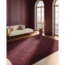 benuta Finest Kurzflor Teppich Nell Bordeaux 160x230 cm - Moderner Kurzflor-Teppich f&uuml;r Wohnzimmer