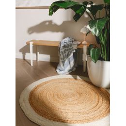 benuta Pure Jutta Ivory &oslash; 115 cm rund - Moderner Kurzflor-Teppich f&uuml;r Wohnzimmer