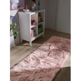 benuta Pop Waschbarer Hochflor Shaggyteppich Nanuk Pink 80x240 cm - Bettvorleger f&uuml;r Schlafzimmer