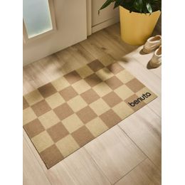 benuta Fu&szlig;matte Checker Gelb 50x80 cm - Moderner Kurzflor-Teppich f&uuml;r Wohnzimmer