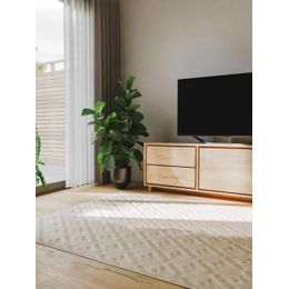 benuta Basic Kurzflor Teppich Leo Cream 300x400 cm - Moderner Kurzflor-Teppich f&uuml;r Wohnzimmer