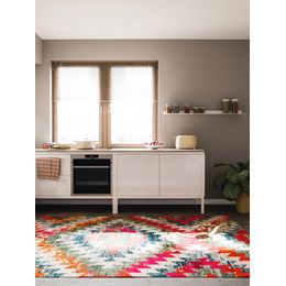 benuta Nest Kurzflor Teppich Casa Multicolor 140x200 cm - Bunter Teppich f&uuml;r Wohnzimmer
