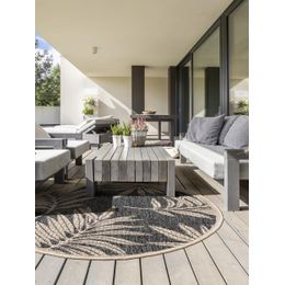 benuta Nest In- & Outdoor-Teppich Rund River Blau &oslash; 130 cm rund - Teppich f&uuml;r Balkon, Terrasse & Garten