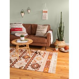 benuta Pure Handgewebter Kelim Zohra Multicolor 120x170 cm - Bunter Teppich f&uuml;r Wohnzimmer
