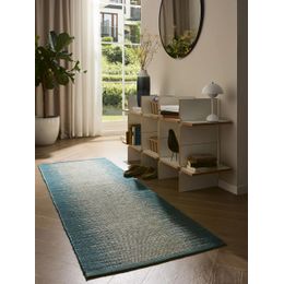 benuta Pure Juteteppich Tulsi Blau 80x250 cm - Naturfaserteppich aus Jute