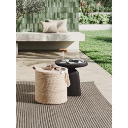 benuta Finest In- & Outdoor-Pouf Noe Beige 40x40x43 cm - Teppich f&uuml;r Balkon, Terrasse & Garten