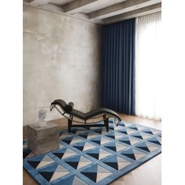 benuta Finest Kurzflor Teppich Sid Blau 200x300 cm - Moderner Kurzflor-Teppich f&uuml;r Wohnzimmer