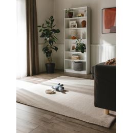 benuta Nest Waschbarer Hochflor Shaggyteppich Melvin Cream 200x200 cm - Hochflor Teppich f&uuml;r Wohnzimmer