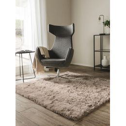 benuta Nest Hochflor Shaggyteppich Whisper Beige 150x150 cm - Hochflor Teppich f&uuml;r Wohnzimmer