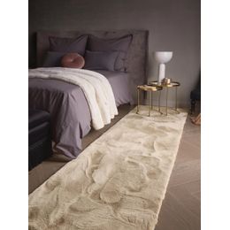 benuta Finest Hochflor Shaggyteppich Fine Beige 80x300 cm - Bettvorleger f&uuml;r Schlafzimmer